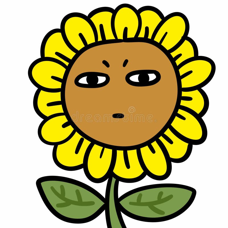 Set of Cute Sunflower Cartoon Stock Illustration - Illustration of ...