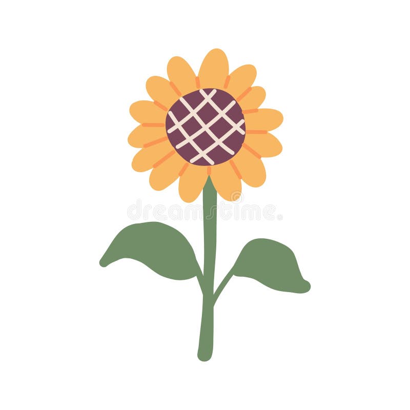 Sunflower, Cute Hand Drawn Seasonal Object. Vector Illustration in Flat ...