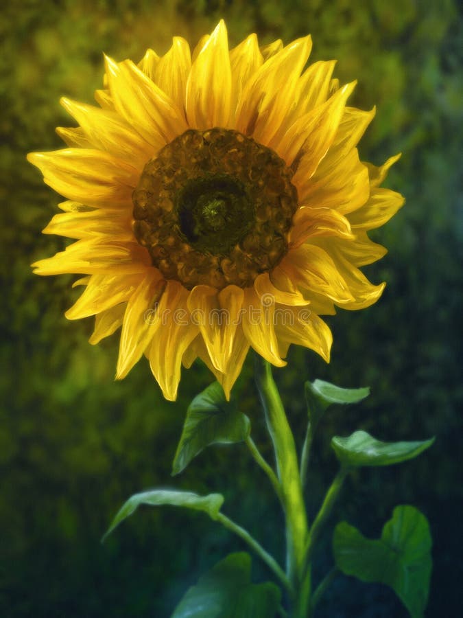Sunflower - Digital Painting Stock Image - Image of painting, digital ...