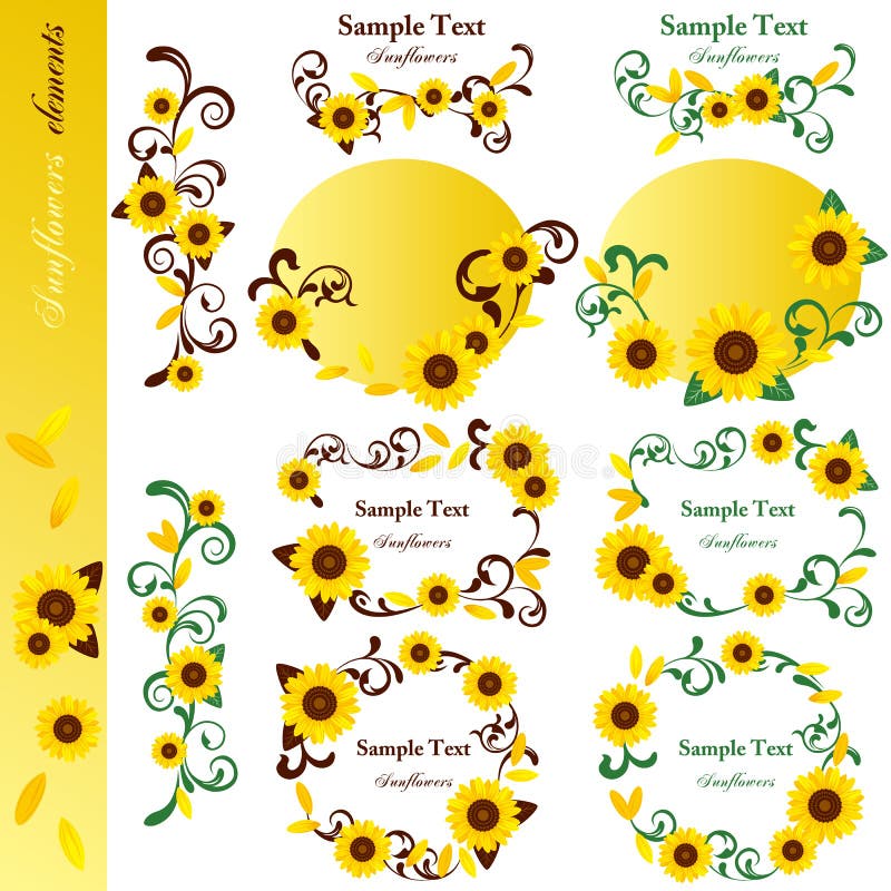 Sunflower elements set stock vector. Illustration of resort - 19861325