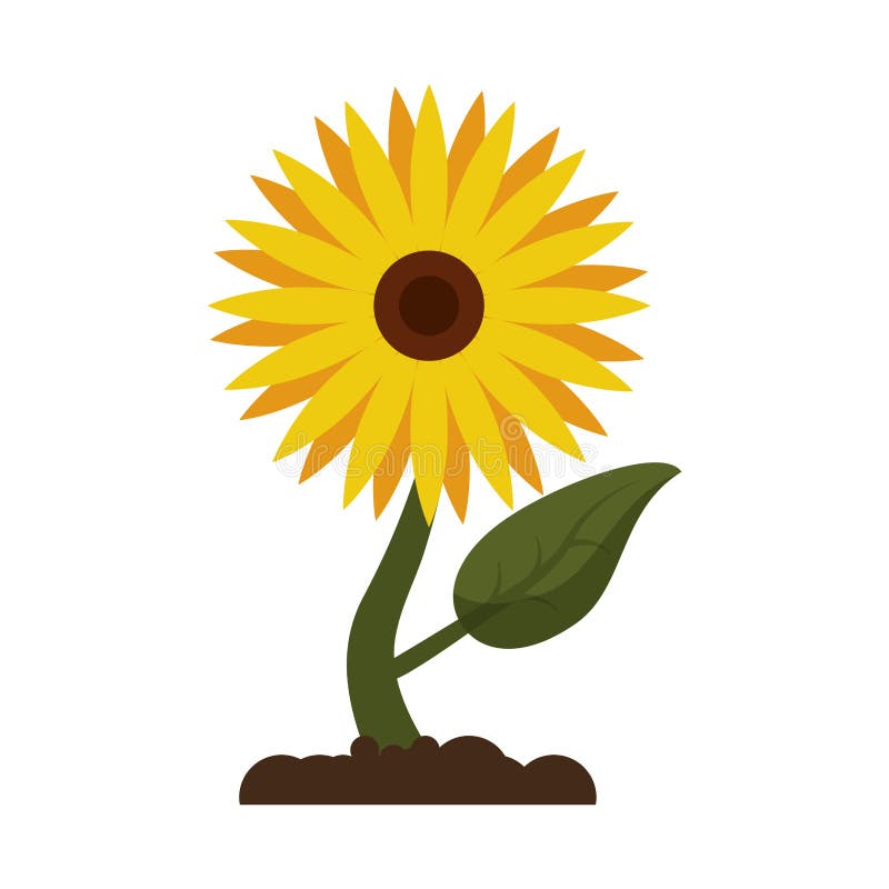 Sunflower Flora Leaves Icon Pictogram Stock Vector - Illustration of ...