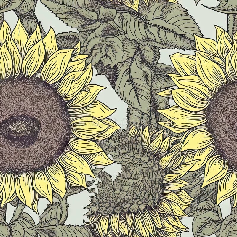 Sunflower Flower Seamless Pattern. Floral Seamless Background Stock ...