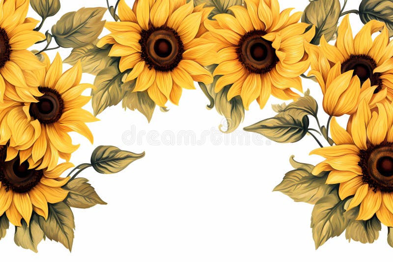 Sunflower Frame Design Sunflowers Border Card Template. AI Generated ...