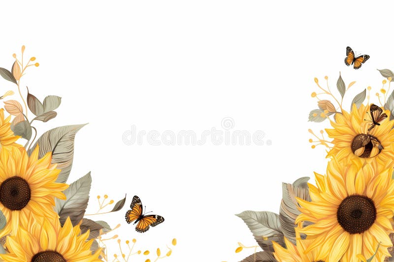 Sunflower Frame Design Sunflowers Border Card Template. AI Generated ...