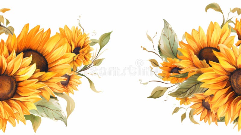 Sunflower Frame Design Sunflowers Border Card Template. AI Generated ...