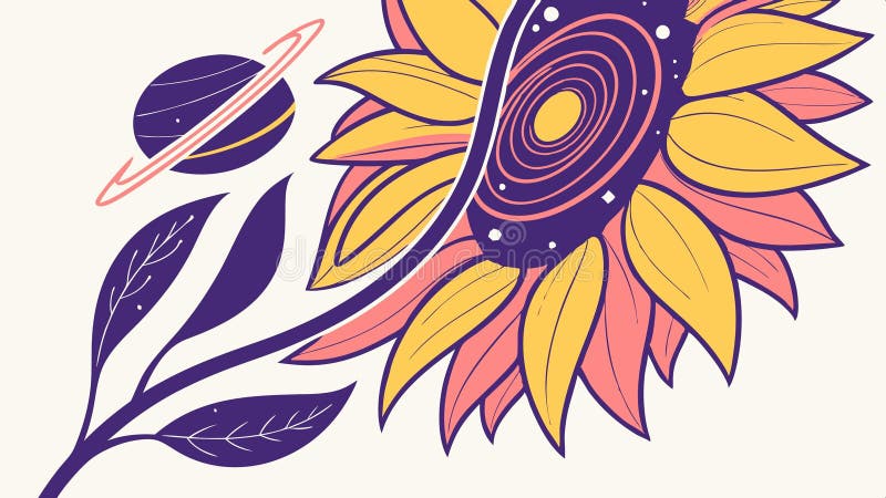 Sunflower with Geometric Leaves, Floral and Modern Vector Design ...