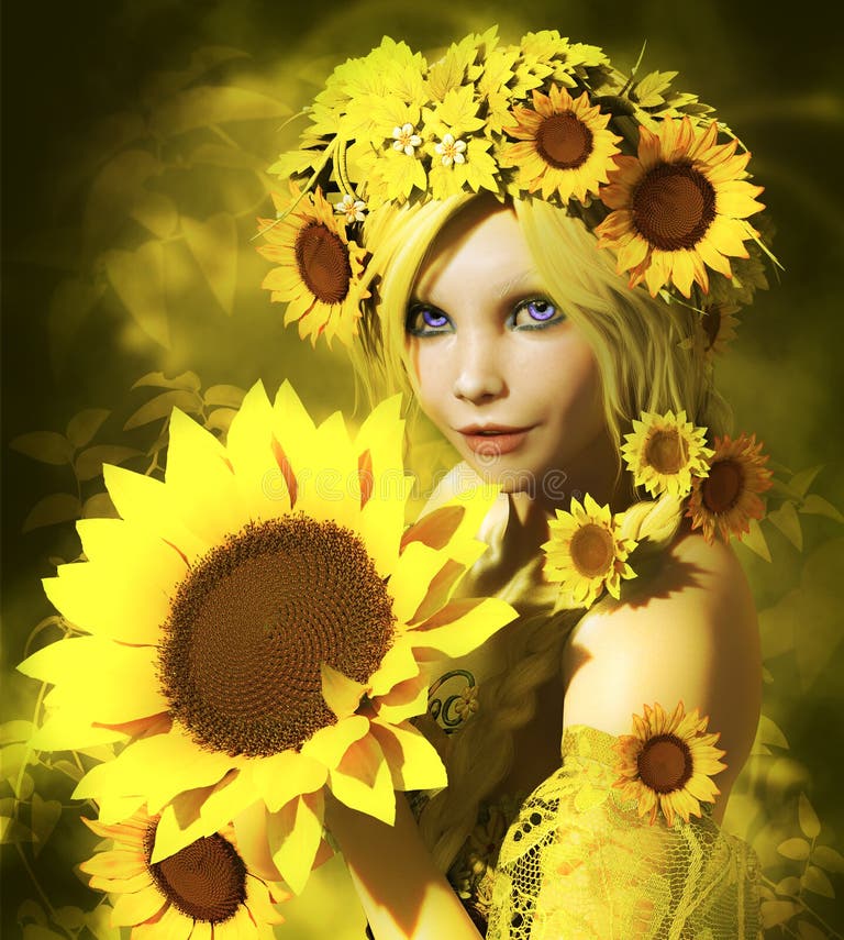 Sunflower Girl Stock Illustrations – 3,260 Sunflower Girl Stock ...