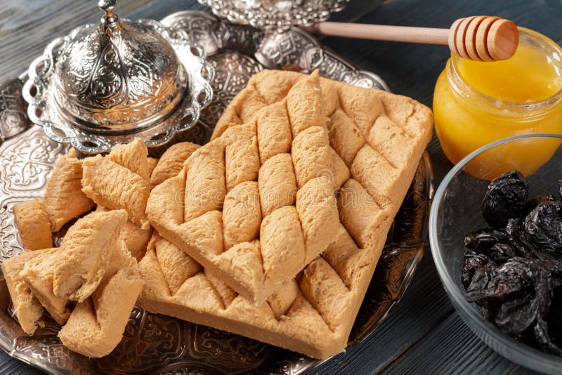 Sunflower Halva on the Table. Close Up. Stock Image - Image of halvah ...