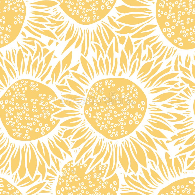 Sunflower Head Flower Seamless Pattern for Textile or Surface. Vector ...