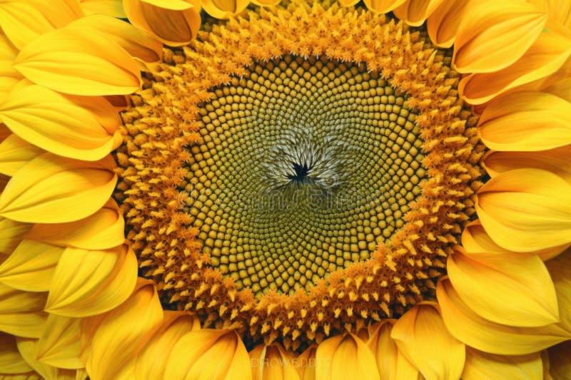 Sunflower Head Revealing Fibonacci Spirals Stock Illustration ...