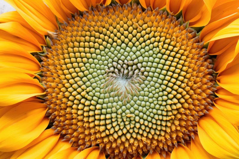 Sunflower Head with Seeds in a Spiral Pattern Closeup Stock Image ...