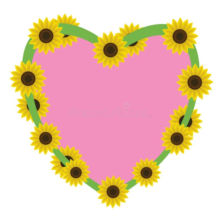 Sunflower heart frame stock vector. Illustration of bright - 64376069