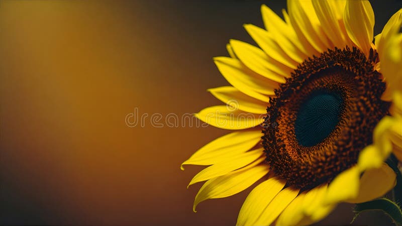 Sunflower on Horizontal Blur Background with Copy Space Stock ...