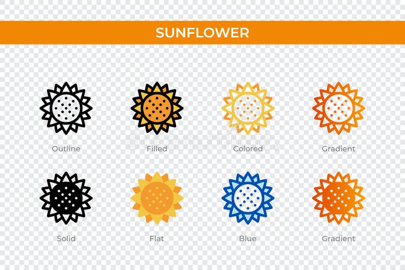 Sunflower Icon In Different Style Sunflower Vector Icons Designed In