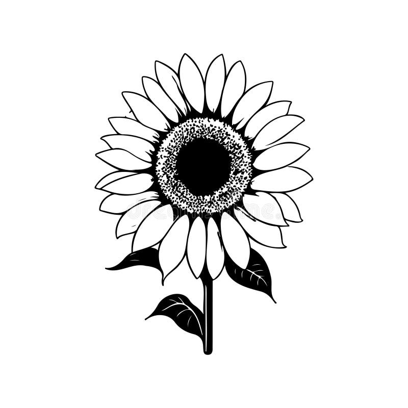 Sunflower Icon Hand Draw Black Colour Flowers Logo Symbol Perfect Stock ...