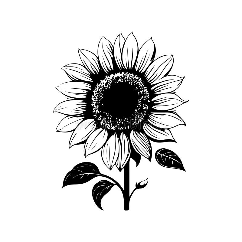 Sunflower Icon Hand Draw Black Colour Flowers Logo Symbol Perfect Stock ...