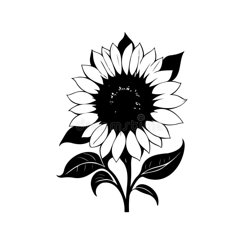 Sunflower Icon Hand Draw Black Colour Flowers Logo Symbol Perfect Stock ...
