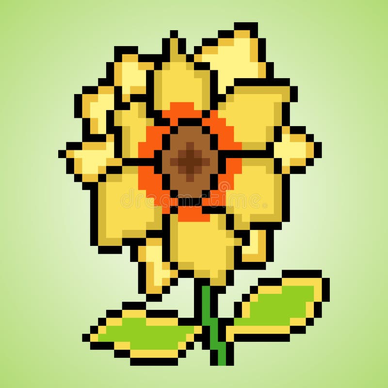 Sunflower icon pixel art stock vector. Illustration of decoration ...