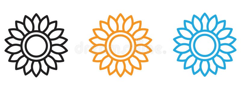 Sunflower Icon Thin Line Illustration Set Stock Vector - Illustration ...