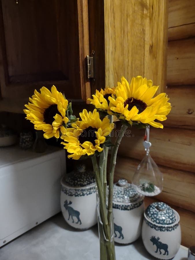 Sunflower Kitchen Decor stock photo. Image of table - 255611928