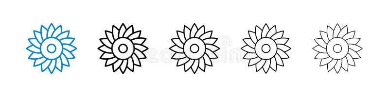 Sunflower Line Icon Isolated on White Background Stock Vector ...