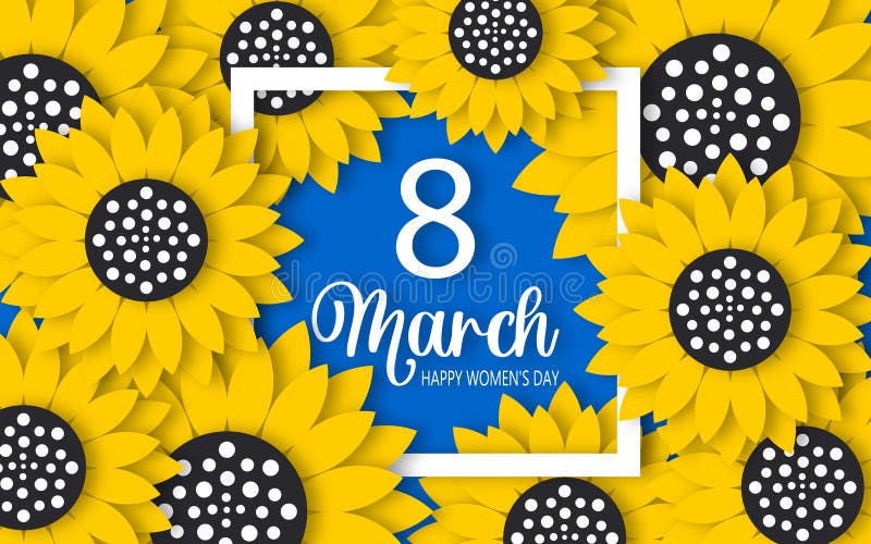 Postcard March 8 in Paper Cut Style. Happy Women`s Day, Modern Design ...