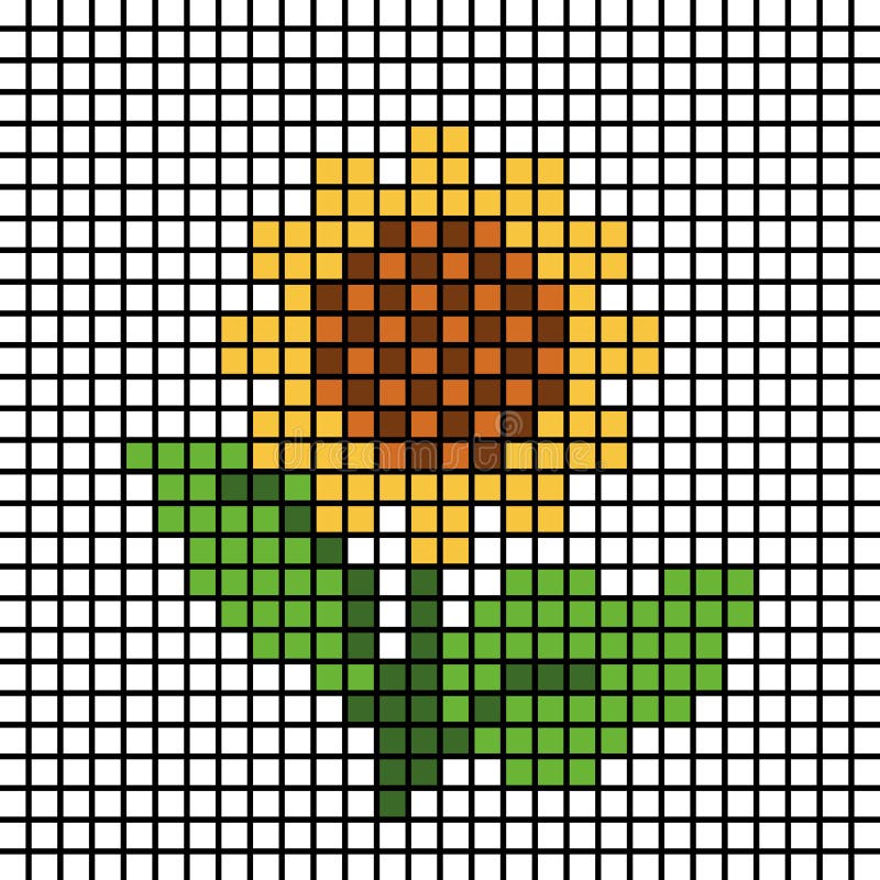 Sunflower Pattern. Pixel Sunflower Image. Vector Illustration of Pixel ...