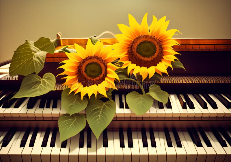 Sunflower Music, Generative AI Illustration Stock Illustration ...