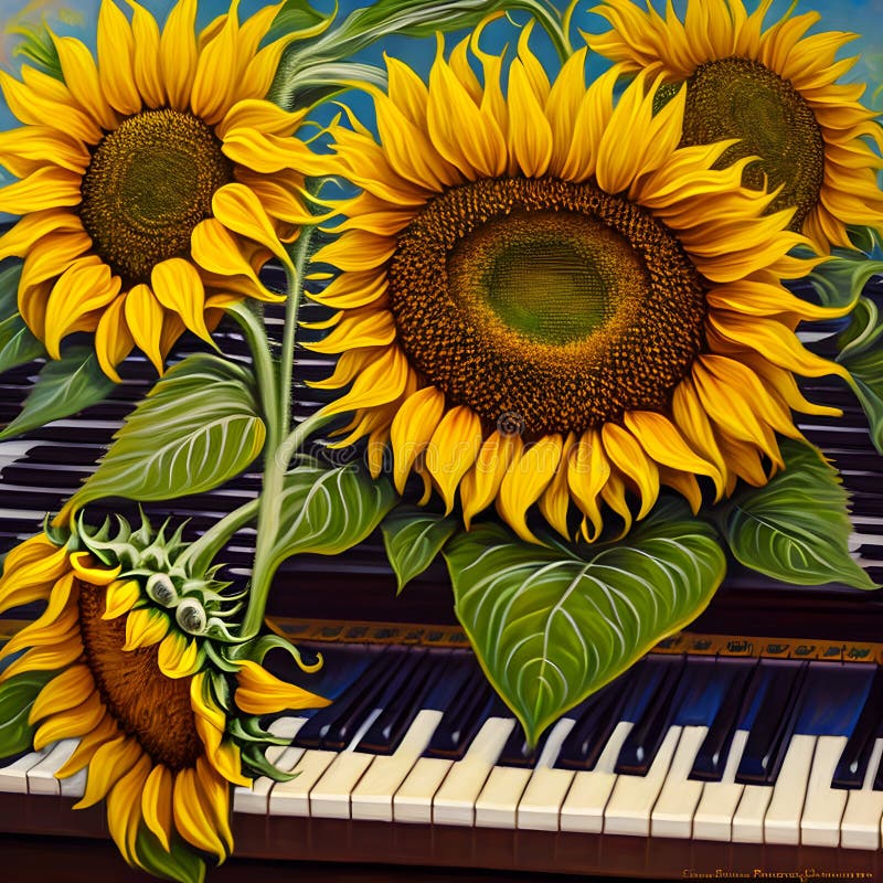 Sunflower Music, Generative AI Illustration Stock Illustration ...