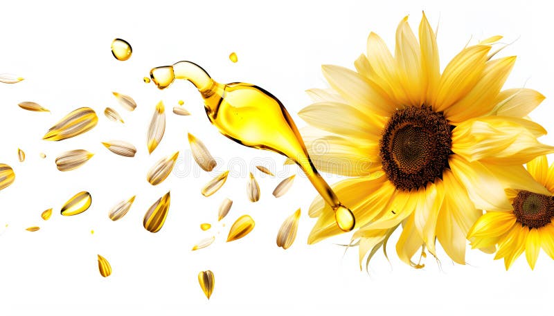 Sunflower with Falling Petals Outline Illustration. Stock Illustration ...
