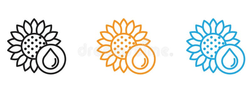 Sunflower Oil Icon Thin Line Illustration Set Stock Vector ...