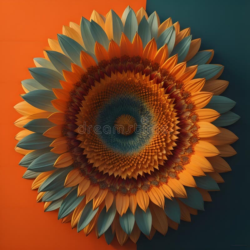 Sunflower on Orange and Blue Background. Ai Generated Stock Image - Image of flower, plant ...