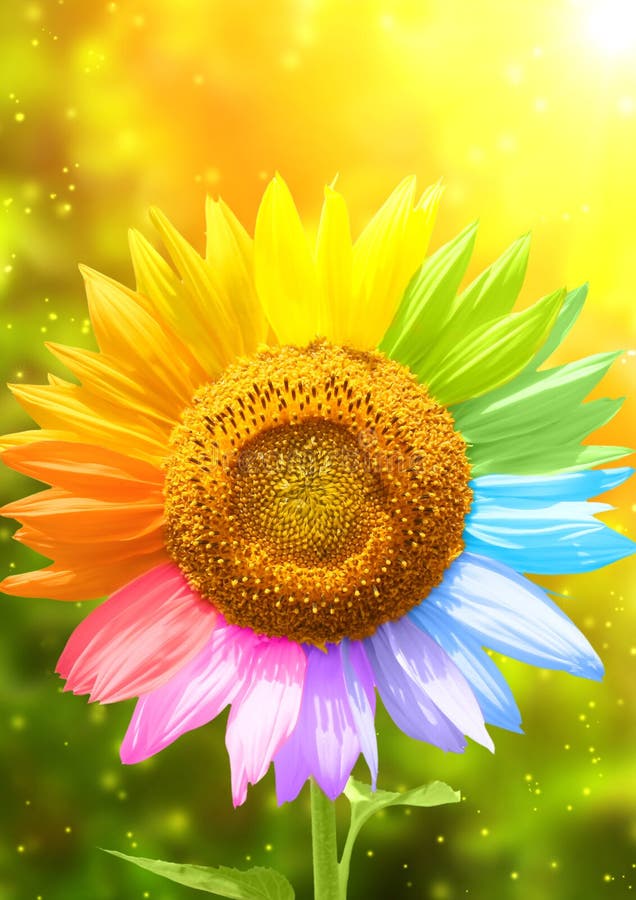 Sunflower Painted in Different Colors Stock Illustration - Illustration ...