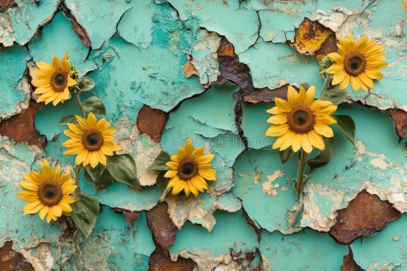 A Sunflower Pattern by Urban Decay is the Backdrop for a Grunge Wall ...