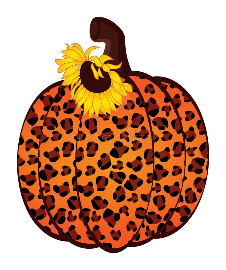 Sunflower Pumpkin Leopard. Vector Cute Leopard Pumpkin with Sunflower ...