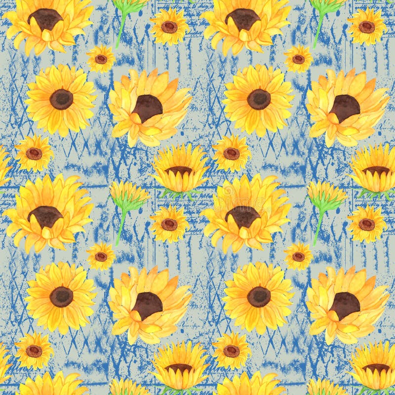 French Blue Doodle Motif Linen Seamless Pattern. Tonal Country Cottage ...