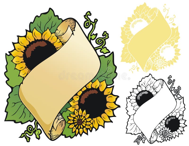 Sunflower scroll stock vector. Illustration of border - 42547196