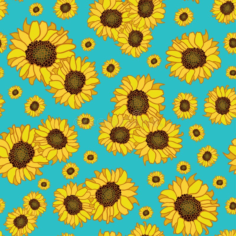 Sunflower Turquoise Stock Illustrations – 182 Sunflower Turquoise Stock ...