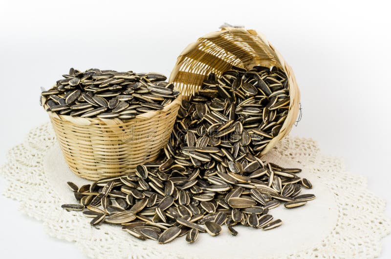 Sunflower Seed with Bamboo Bucket Stock Photo - Image of healthy, snack ...