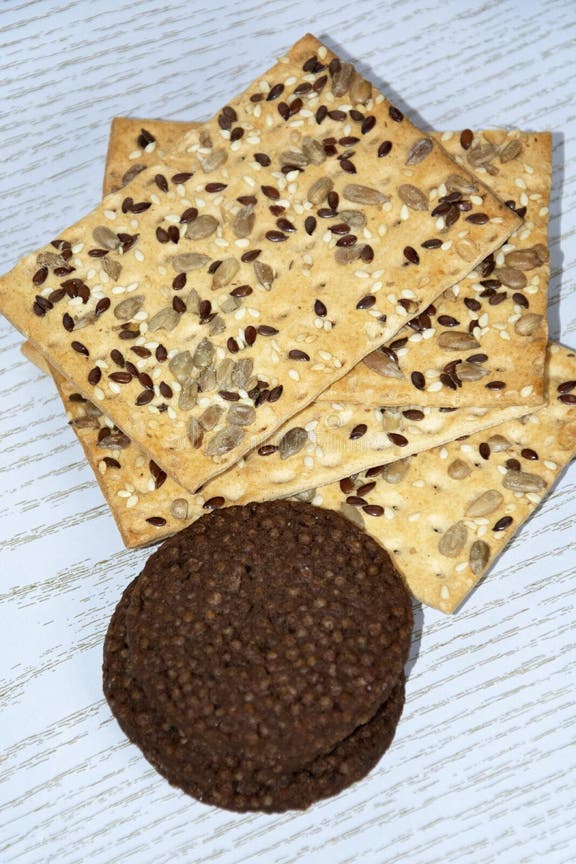 Sunflower Seed Biscuits and Chocolate Round Biscuits Stock Photo ...
