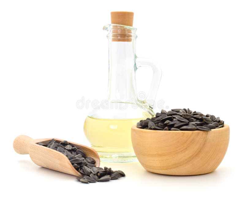 Sunflower seeds and oil stock image. Image of golden - 262590091