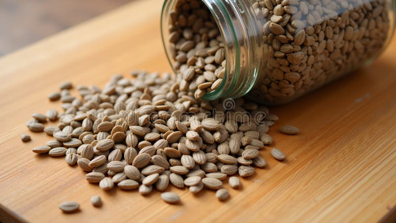 Sunflower Seeds Spilling from Jar Onto Cutting Board Stock Illustration ...