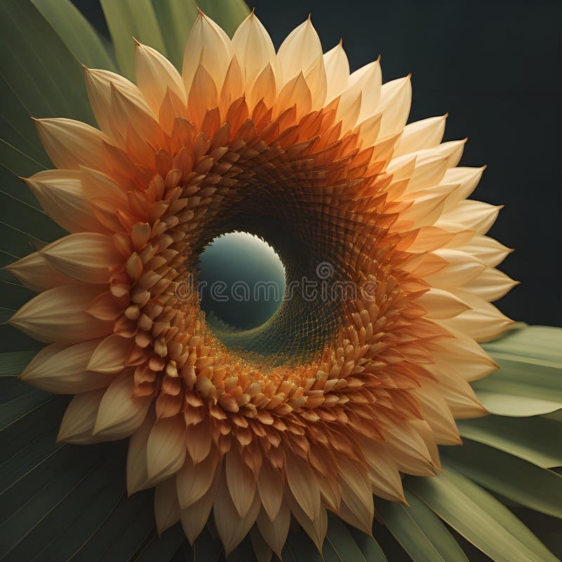 A Sunflower in the Shape of a Spiral. Generative Ai Stock Illustration ...