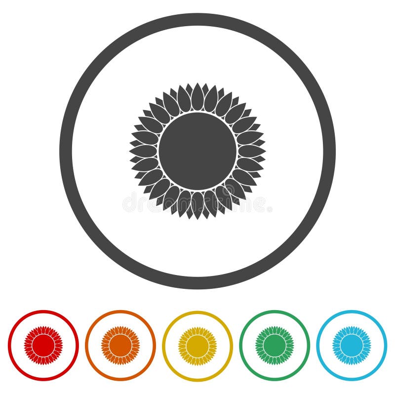 Sunflower Simple Icon. Set Icons in Color Circle Buttons Stock Vector ...