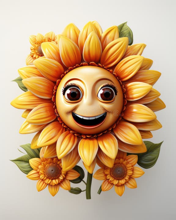 A Sunflower with a Smiley Face on it S Face. Generative Ai Stock ...