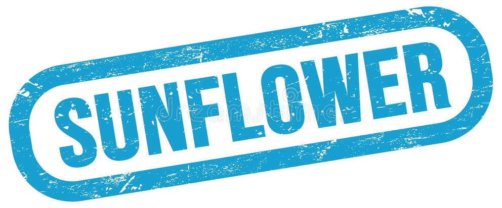 SUNFLOWER, Text Written on Blue Stamp Sign Stock Illustration ...
