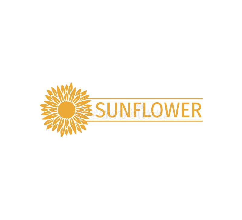 Sunflower Vector Logo Design Concept with Space Bar for Text Writing ...