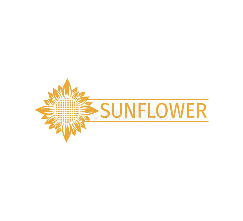 Sunflower Vector Logo Design Concept with Space Bar for Text Writing ...