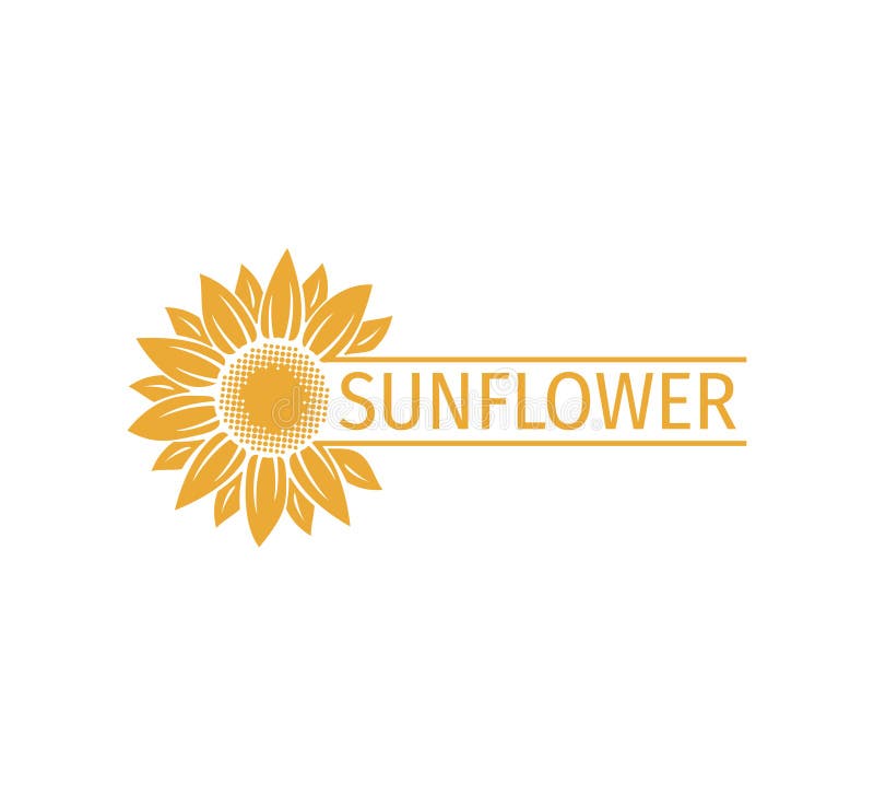 Sunflower Vector Logo Design Concept With Space Bar For Text Writing ...