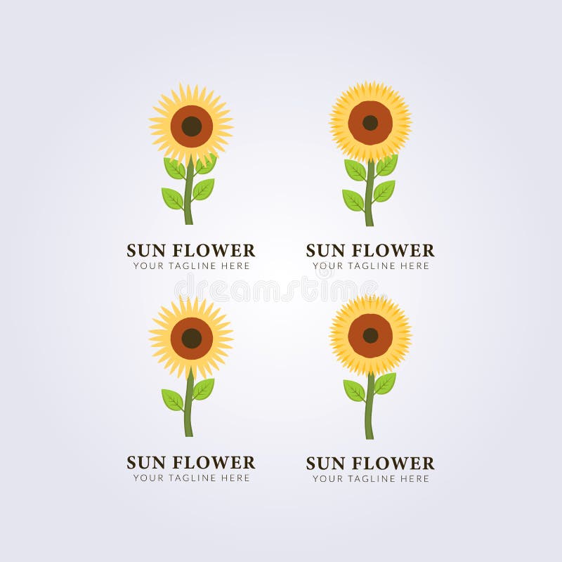 Sunflower Vector Logo Icon Symbol Illustration Simple Vintage Stock ...
